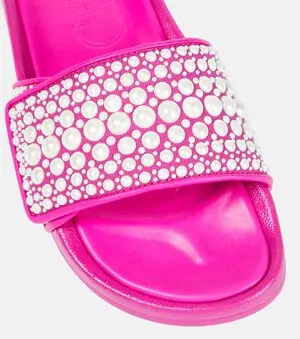 JIMMY CHOO Fitz Embellished Slides - Pink