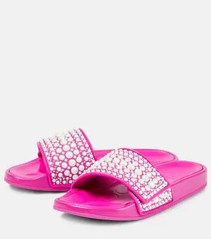JIMMY CHOO Fitz Embellished Slides - Pink