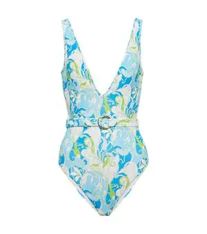 Melissa Odabash Belize Printed Swimsuit - Blue