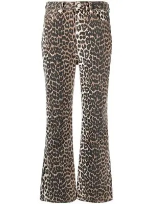 GANNI Betzy Leopard-print Jeans - Neutrals