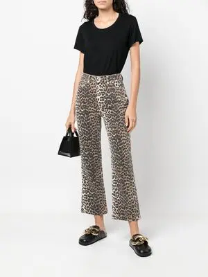 GANNI Betzy Leopard-print Jeans - Neutrals