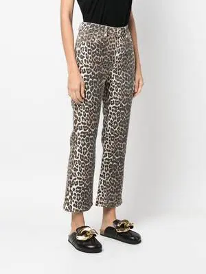 GANNI Betzy Leopard-print Jeans - Neutrals