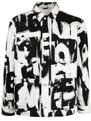 Alexander McQueen Text Print Denim Jacket - Black