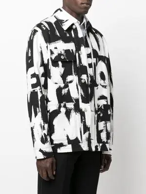 Alexander McQueen Text Print Denim Jacket