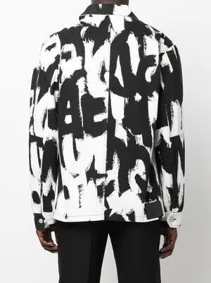 Alexander McQueen Text Print Denim Jacket