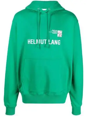 Helmut Lang Logo-print Drawstring Hoodie - Green