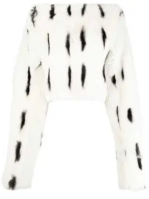 Balmain Shearling Boat-neck Top - White