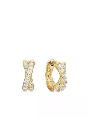 David Yurman 18kt Yellow Diamond Hoop Earrings - Gold