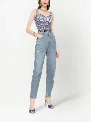 Dolce & Gabbana Ripped Detail Jeans - Blue