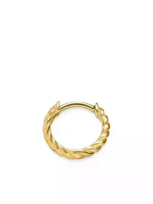 David Yurman 18kt Yellow Sculpted Cable Micro Huggie Hoop Earrings - Gold