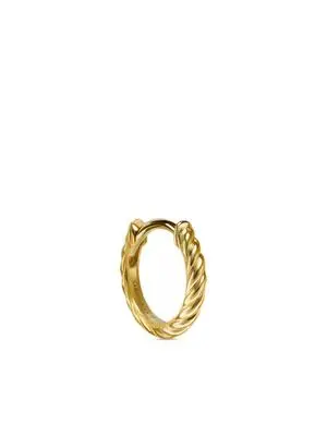 David Yurman 18kt Yellow Sculpted Cable Micro Huggie Hoop Earrings - Gold