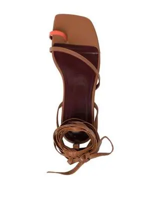 Staud Nicola Leather Flat Sandals - Brown