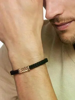 David Yurman 18kt Rose Gold Chevron Bracelet - Black