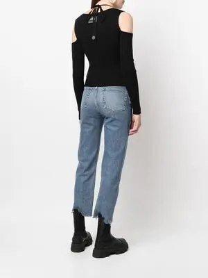 Versace Open-shoulder Ribbed Jumper