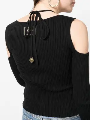 Versace Open-shoulder Ribbed Jumper