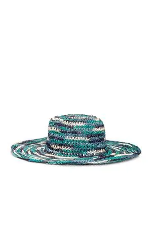 SENSI STUDIO Hippie Fiesta Wide Brim Hat - Blue