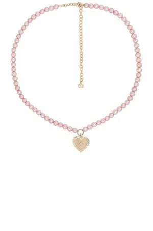SYDNEY EVAN Scallop Heart Charm Beaded Choker - Rose
