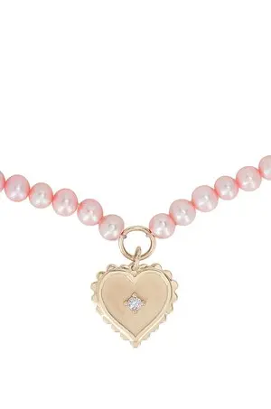 SYDNEY EVAN Scallop Heart Charm Beaded Choker
