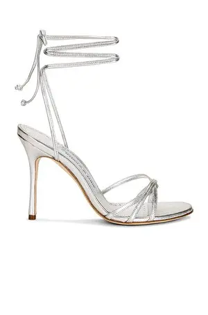 Manolo Blahnik Manolo Blahnik Leather Leva 105 Sandal In Metallic Silver Silver