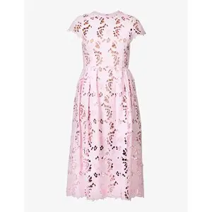 SELF-PORTRAIT Guipure Floral-pattern Cotton Midi Dress