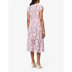 SELF-PORTRAIT Guipure Floral-pattern Cotton Midi Dress
