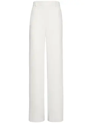 Valentino Garavani VALENTINO Silk Cady High Rise Wide Leg Trousers - Ivory
