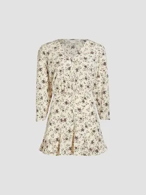 Veronica Beard Riggins Stretch Silk Long-sleeve Minidress