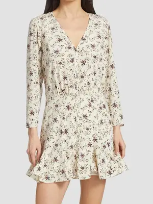 Veronica Beard Riggins Stretch Silk Long-sleeve Minidress