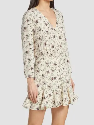 Veronica Beard Riggins Stretch Silk Long-sleeve Minidress