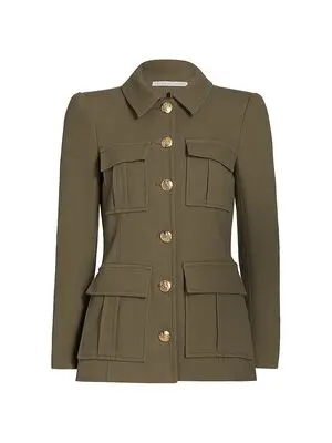 Veronica Beard Women's Lambert Textured Cotton-Blend Dickey Coat - Army  - Army