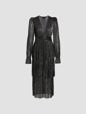 SABINA MUSAYEV Marais Sequin Knit Midi-dress Black