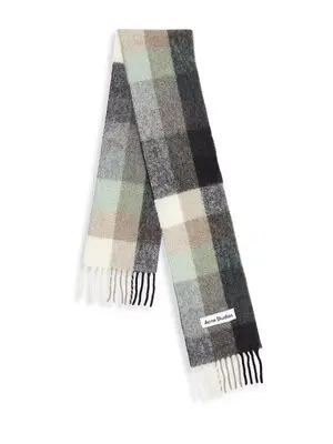 Acne Studios Main Vally Checkered Fringe Scarf Green
