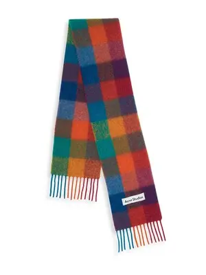 Acne Studios Main Vally Checkered Fringe Scarf Hot Pink