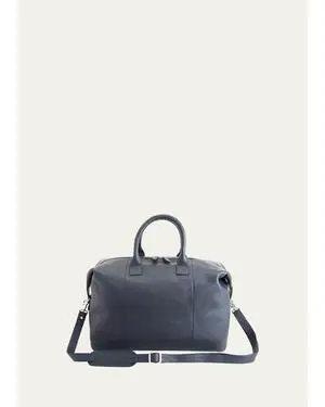 ROYCE NEW YORK ROYCE New York Monogrammed Leather Duffle Bag Navy