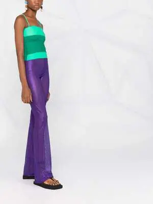 Oseree Shimmer-effect Flared Trousers