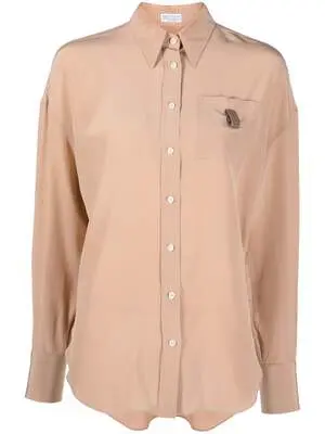 Brunello Cucinelli Crystal Embellished Silk Shirt