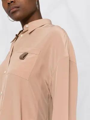Brunello Cucinelli Crystal Embellished Silk Shirt