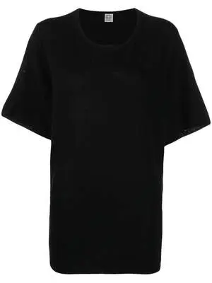 TOTEME Short-sleeved Silk T-shirt - Black