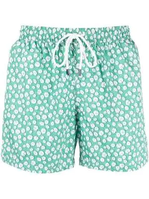 Fedeli Daisy-print Swim Shorts - Green