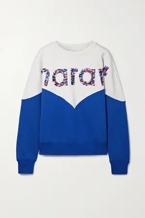 MARANT ETOILE Marant Étoile Houston Flocked Cotton-Blend Sweatshirt Blue