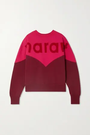 MARANT ETOILE Marant Étoile Houston Flocked Cotton-Blend Sweatshirt Burgundy