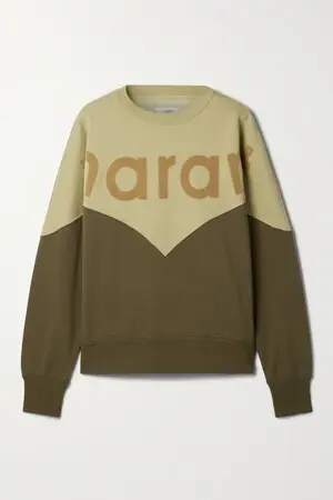 MARANT ETOILE Marant Étoile Houston Flocked Cotton-Blend Sweatshirt Green