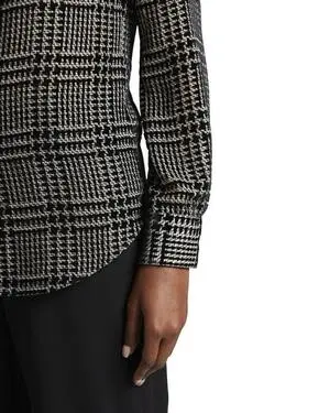 Giorgio Armani Flocked Check Silk Blouse - Solid Black