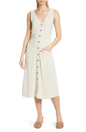 Caslon Button-up Tank Midi Dress
