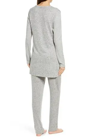 Natori V-neck Knit Tunic - Ht. Grey