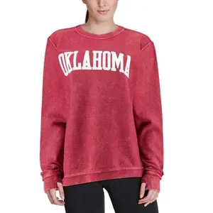 PRESSBOX Oklahoma Sooners Comfy Cord Vintage Wash Basic Arch Pullover Sweatshirt