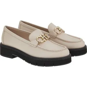 FERRAGAMO Rolo Double Gancio Bit Loafer - Bone