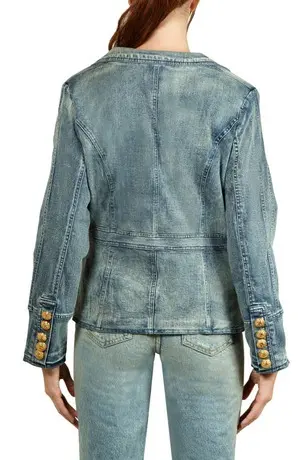 NIKKI LUND Double-breasted Denim Blazer