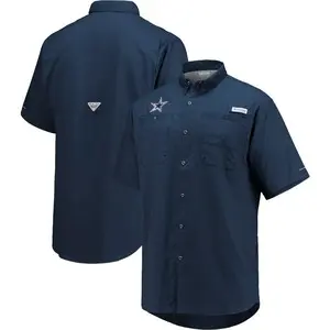 Columbia Dallas Cowboys Tamiami Omni-shade Button-down Short Sleeve Shirt - Navy