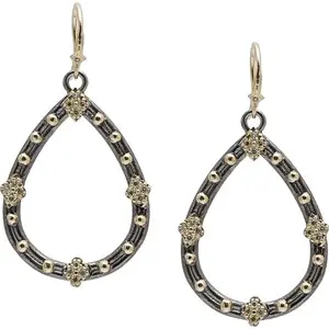Armenta Black Diamond Drop Earrings - Silver